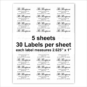 PrettySweetParty Clear Address Labels - Frosted Clear Transparent Custom Printed Personalized Return Address Labels for Envelopes (Edwardian Script)