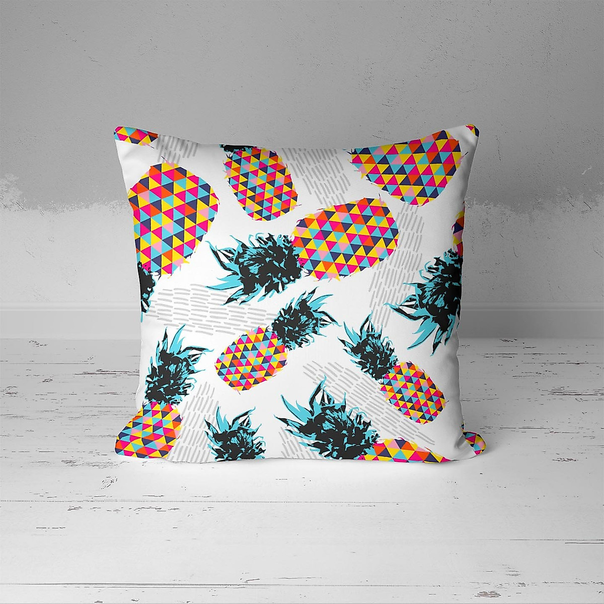iiRov Summer Design Ink-Fuzed Decorative Throw Pillow - Retro Summer Pineapple v3