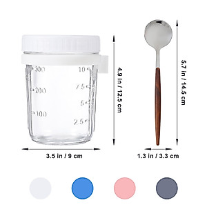 Luxshiny 4PCS Overnight Oats Containers, 14 oz Meal Prep Jars Glass Overnight Oats Jar With Lids And Spoons Large Mouth Mason Jars for Yogurt Milk Cereal