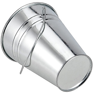 MUKCHAP 24 Pack Galvanized Planter Bucket with Handle, 4.5" W x 5" H Small Metal Flower Plant Pot Bucket for Storage, Decoration,Planting, Holding Dry Flower