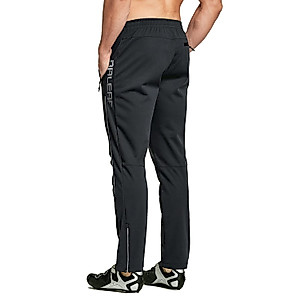 BALEAF Men's Fleece Lined Pants Winter Running Cycling Pants Cold Weather Mountain Bike Windproof Bicycle Gear Black M