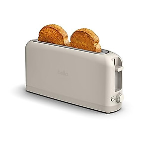 bella 2 Slice Slim Toaster, Fits-anywhere™ Kitchenware, 6 Setting Shade Control with Reheat & Cancel Buttons, Removable Crumb Tray, 10” Long Slot, Anti Jam & Auto Shutoff, 900 Watt, Oatmilk