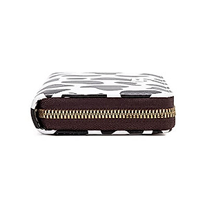 Ecohaso Womens Wallet Ladies Leather Clutch Wallets Zip Around Large Long Wristlet Card Holder Organizer Phone Purse for Women and Ladies (BLACK WHITE)