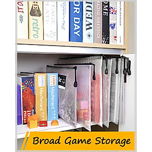 SUNEE Multisize Mesh Zipper Pouches (Black, 21 Packs), Water-Resistant Zip Bag for School Office Supplies, Puzzles & Games Organizing Storage