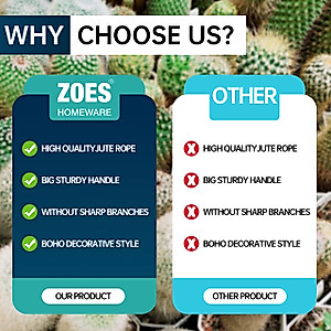 ZOES HOMEWARE 14"x12" Natural Jute Rope Woven Storage Basket with Handles for Plant, Blankets,Toys - Living Room Home Decor,Multifunctional Basket for Organizer,Picnic,Artificial Tree Black and Beige