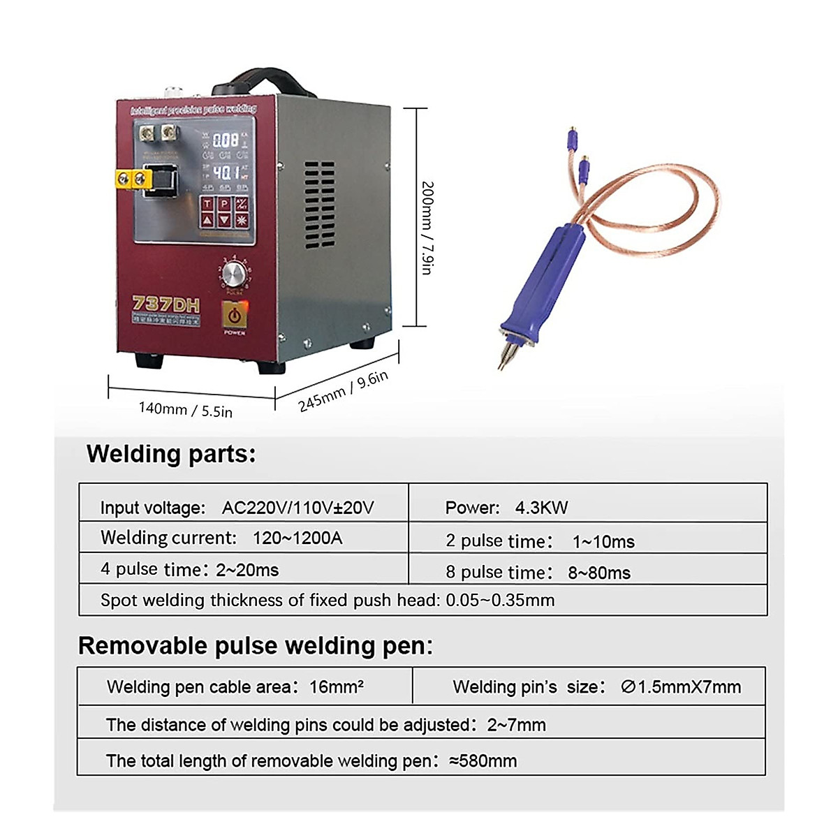 Spot Welder Welding Equipment + Mobile Welding Pen Foot Pedal Controlled Or Automatic Induction Time-Lapse Spot Welding Function