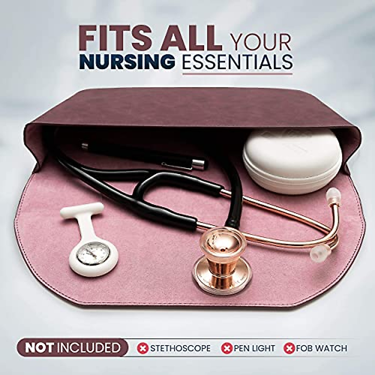 BJÖRN HALL Littman Stethoscope Cardiology IV Case | Fits Rose Gold Cardiology Stethoscope | Littmann MDF ADC Welch Allyn | Extra Room for Blood Pressure Headbands Mask | Cardiology - Crushed Violet