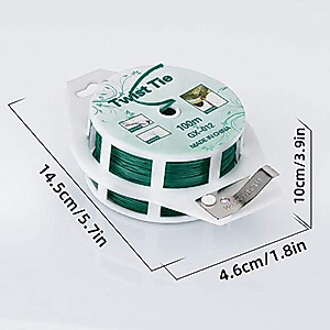 YDSL 328ft (100m) Twist Ties, Green Garden Plant Ties with Cutter for Gardening and Office Organization, Home