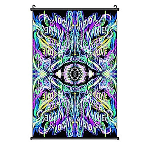 Vintage Psychedelic Trippy Colour Poster Wall Graffiti Scroll Art Painting Print Eye Hippie Wall Decor Bedroom Living Room Apartment Teen 16x24 in