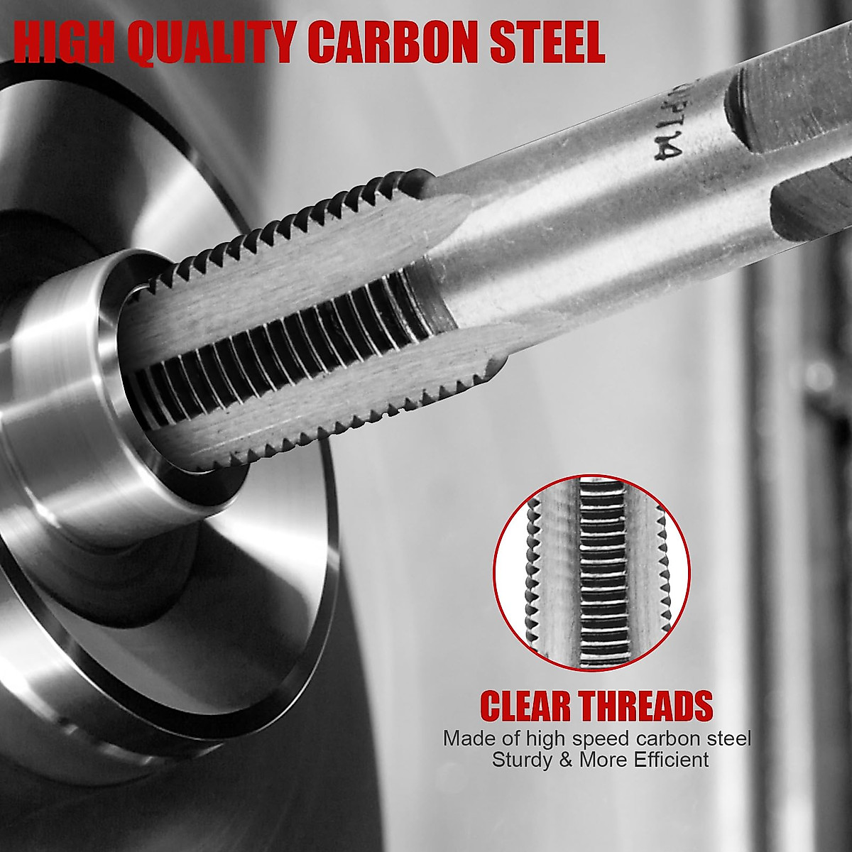 KBOISHA 6-Piece NPT Pipe Tap Set, Carbon Steel NPT Thread Forming Tap Sizes 1/8", 1/4", 3/8", 1/2", 3/4", and 1"