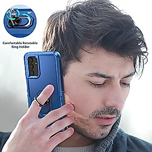 BNIUT for Samsung Galaxy A13 5G Case: (& for Samsung A13 LTE 4G Case) Dual Layer Protective Heavy Duty Cell Phone Cover Shockproof Rugged with Ring Holder Kickstand - Military Protection (zb Blue)