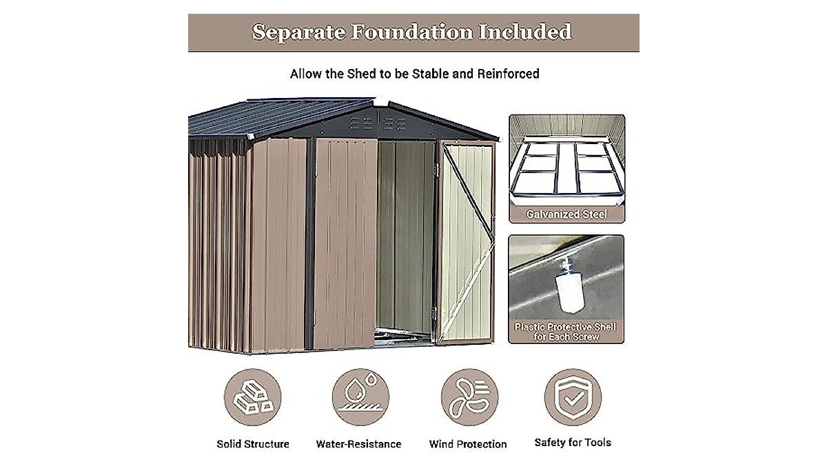 Merax 8x6 Outdoor Storage Shed - Secure & Spacious