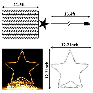 Joiedomi 335 LED Christmas Star Lights Outdoor, 11.5Ft 8 Lighting Modes Waterfall Lights with Topper Star for Christmas Tree, Home Party Wedding Garden Yard Patio Xmas Outdoor Décor(Warm White)