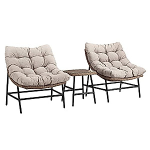 Papasan Scoop Outdoor Patio Chairs, Set of 2 - Natural