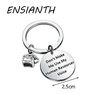 ENSIANTH Human Resources Gift Don’t Make Me Use Human Resources Voice keychain HR Manager Gift Coworker Gift (human resources key)