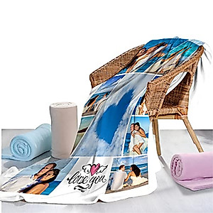 Yolanda Custom Blanket, Personalized Photo Blanket Collage Customized Blanket with Picture and Text Cozy Tapestry Customized for Couples Custom Anniversary Present Valentines Day(48X32inch, 9P)