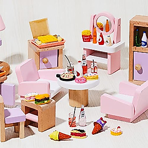 33 Pieces Miniature Fast Food Toy Miniature Pretend Food Play Toys Dollhouse Accessories Hamburger Fries Cake Milk Doll Food Kitchen Accessory Toy for Kids Party Accessory Christmas Restaurant Decor