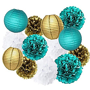 Teal Turquoise Gold Birthday Decorations for Women Teal Gold Baby Shower Decorations Wedding Bridal Shower Teal Gold Confetti Latex Balloons Teal Balloons Teal Engagement/ Graduation Decorations 2023