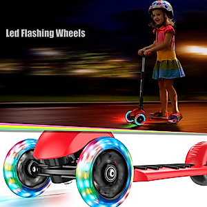 Banne Scooter Height Adjustable Lean to Steer Flashing PU Wheels 3 Wheel Kick Scooters for Kids Boys Girls