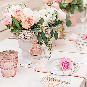 WXLDGHQ Serves 35 Guests White and Rose Gold Party Supplies,White and Rose Gold Birthday Paper Plates and Napkins,7" Disposable Party Dinnerware for Women