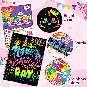 Scratch Art Party Favors for Kids: 24 Pack Rainbow Scratch Notebook Bulk Kids Craft School Supplies for Girls Boys 4-8 Years Old Kids Birthday Goodie Bags Christmas Gifts Classroom Prizes for Kids