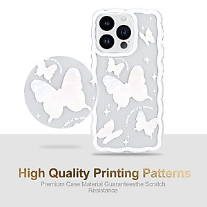 PNATEE Case for iPhone XR, Cute Cartoon White Butterflies, Unique Kawaii TPU Bumper Protective Case