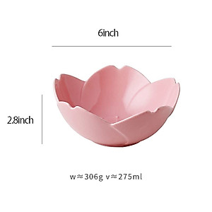 123Arts Ceramic Sakura Shape Soup Bowl Dessert Bowl Salad Bowl Cutlery,6inch