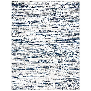 SAFAVIEH Amelia Collection Area Rug - 8' x 10', Grey & Navy, Modern Abstract Design, Non-Shedding & Easy Care, Ideal for High Traffic Areas in Living Room, Bedroom (ALA768B)
