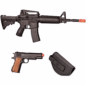 Game Face 52003 Defender Strike Airsoft Full/Semi-Auto Rifle And Spring-Powered 1911 Pistol Kit