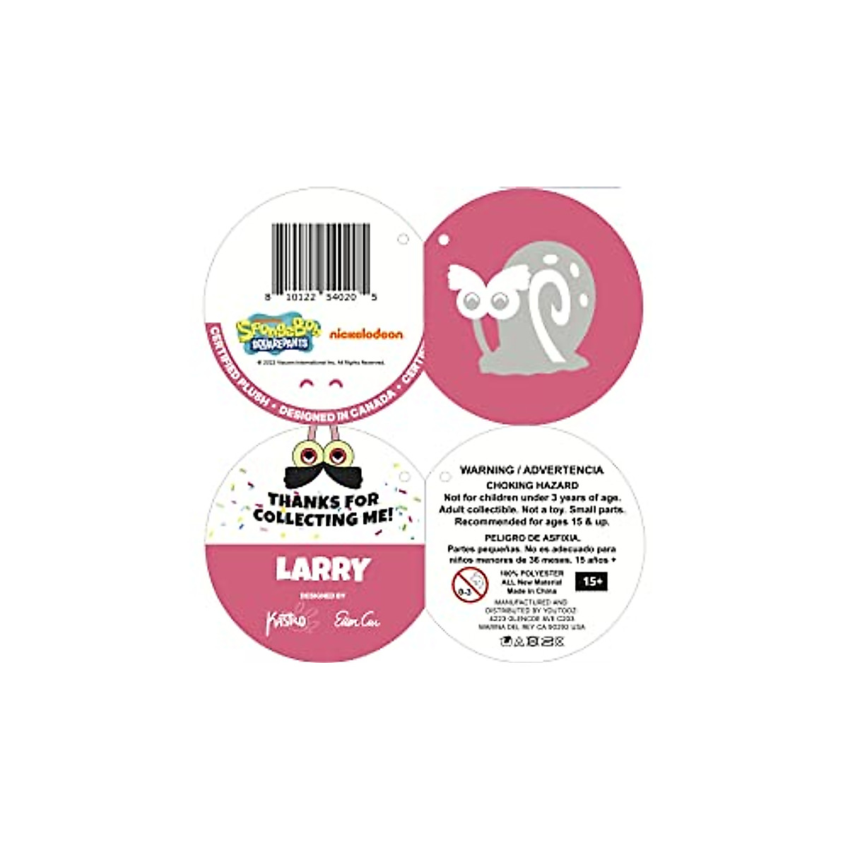 Youtooz Larry The Snail 6" Stickie Plush, Collectible Spongebob Squarepants Plushie