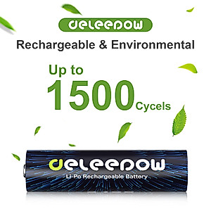 Deleepow 1.5V AA Rechargeable Batteries, Li ion Batteries 3400mWh High Capacity with LCD Charger, 1500 Cycles, 1.5H Fast Charge, 4 Packs, for Cordless Phones, Household, Business Devices, Electronics