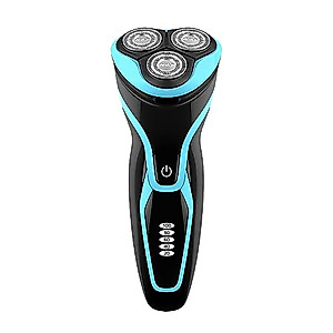 Electric Razor, MAX-T Corded and Cordless Rotary Shaver for Men with Pop Up Trimmer,IPX7 100% Waterproof Wet Dry with Wall Adapter, Blue
