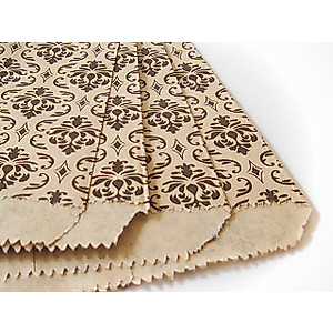 My Craft Supplies 100 Kraft Flat Merchandise Bags with Black Damask Print (6x9)