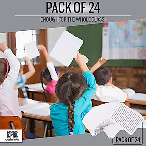 Epic Creations Dry Erase Paddles - 24 Pack 8.11 x 6.14 Inches - Double Sided Handheld Whiteboard - Dry Erase Signs - Hand Held White Board - Auction Paddles - White Board Paddles,Hand Dry Erase Board