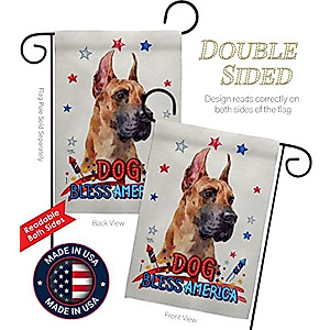 Breeze Decor Patriotic Fawn Dane Garden Flag Set Wood Dowel Dog Puppy Spoiled Paw Canine Fur Pet Nature Farm Animal Creature House Banner Small Yard Gift Double-Sided, Made in USA