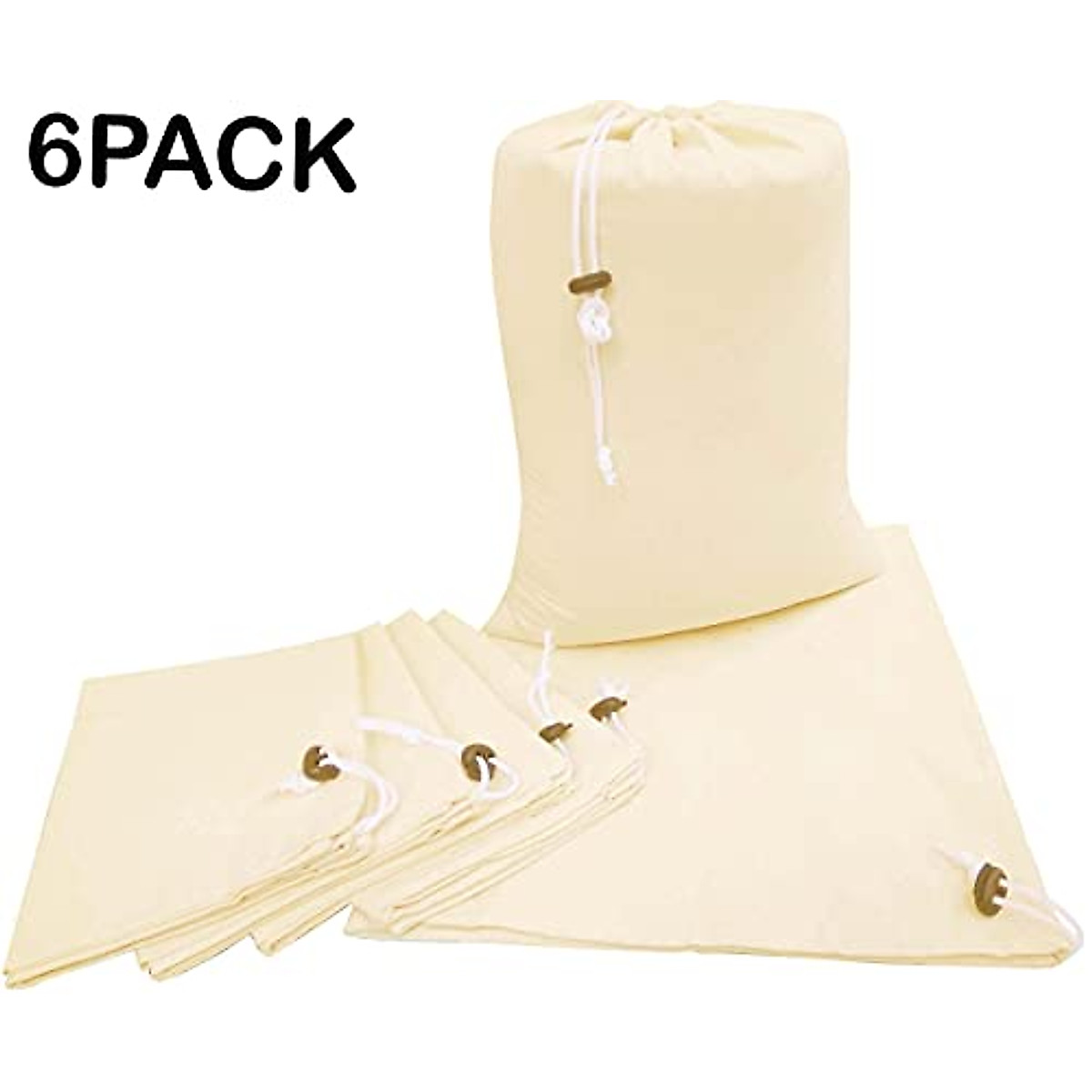 Grocery Shopping produce bag, muslin bags, kitchen sets, vegetable storage, Produce Bags, Travel, Home Storage, cotton by the bag. Size 18x24 inch.(Set of 6) Offered By Linen Clubs