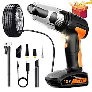 EDS FAM Wireless Handheld Car Vacuum Cleaner Rechargeable Air Pump Cordless Portable Tire Inflator Detailing Vacuum Cleaner for Car Dust Buster