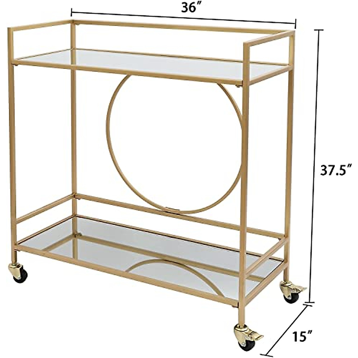 EonBon Gold Mirror Rolling Serving Bar Cart on Lockable Wheels, Wine Drink Liquor Cart Stand for Home Kitchen, Bar, Living Room, Club Party, Christmas, New Year