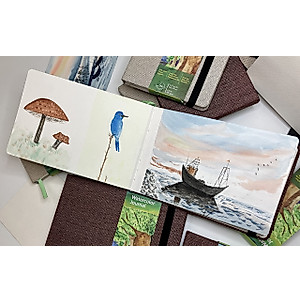 tumuarta Watercolor Journal, 8.25x5.5", 140 LB, 300 GSM, Cotton Paper, Cold Press, 24 Sheets, 48 Pages, Watercolor Paper Sketchbooks for Use As Travel Notebook and Mixed Media Pad