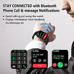 Pupuskyer Smart Watch, 1.7inchs Fitness Tracker with Heart Rate Monitor,Blood Oxygen Tracking, Sleep Tracking for Android iPhone Samsung,Water Resistant Smart Watches for Men Women with Watch Talking