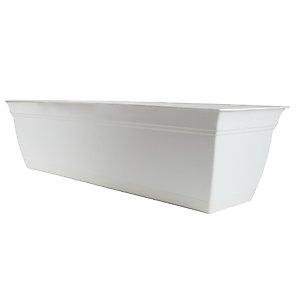 The HC Companies 30 Inch Eclipse Window Planter - Indoor Outdoor Rectangular Plant Pot with Removable Saucer for Flowers, Herbs, White