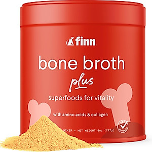 Finn Bone Broth Plus for Dogs | Joint & Mobility Topper Packed with Collagen & Amino Acids | Only 6 Ingredients | Powdered Meal Topper for Dogs