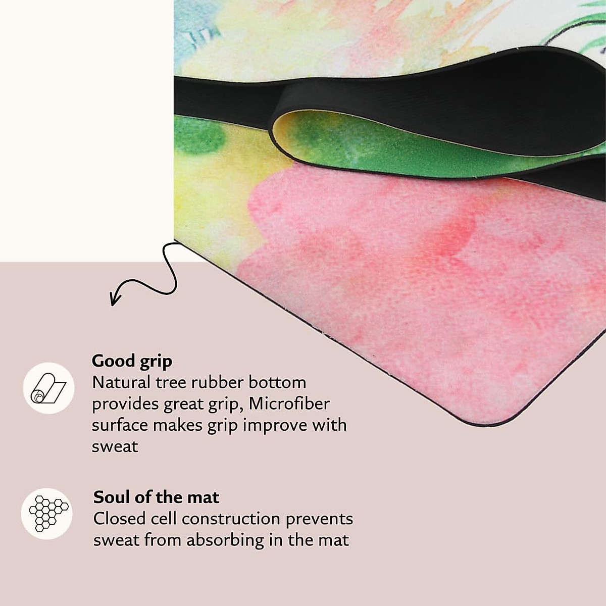 Shakti Warrior Zobhana Yoga Mat - Premium Printed Natural Eco-Friendly Non-Slip Mat Great for Hot Yoga, Pilates, Workouts (72 inch x 24 inch x 3mm Thick)