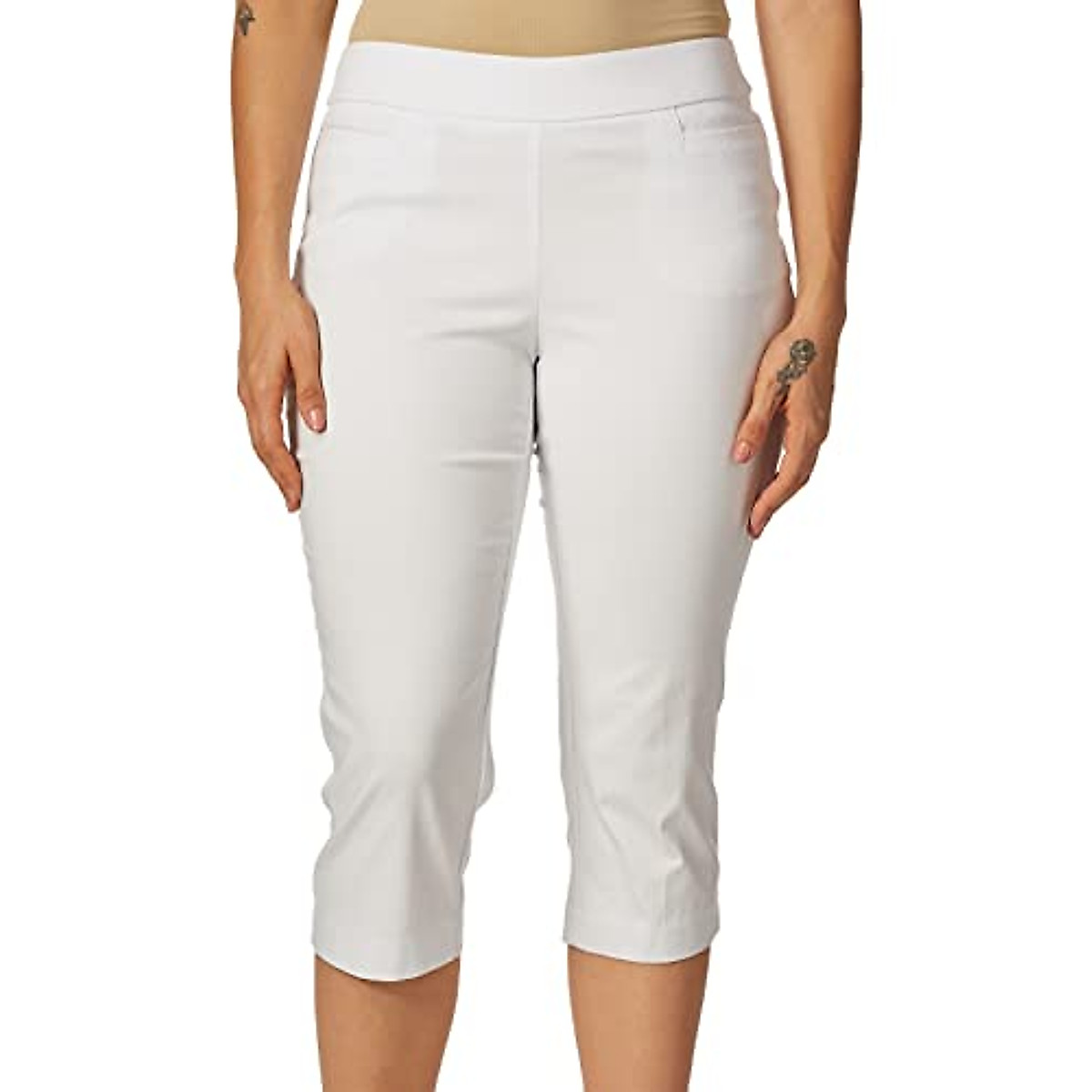 Briggs New York Womens Pull On Capri Pocket Casual Pants, White, 14 US