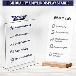 Acrylic Sign Holder 8.5 x 11 - T-Shape Double Sided Acrylic Table Signs Stand with Wide Base, Plastic Sign Holder for Table Top Signs and Acrylic Table Signs, Menu Holder, Paper Display Stand (6 Pack)