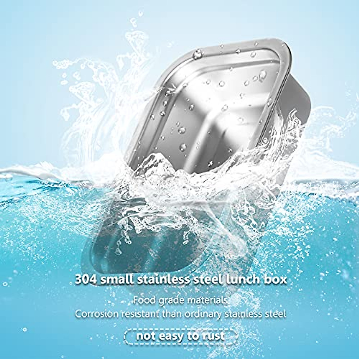 Stainless Steel Bento Lunch Box Japanese Bento Box Extra Small Bamboo Lunch Box Stainless Steel Snack Containers Food for Kids Toddler Metal Lunch Containers for School,Work,Rectangle 15.2oz/450ml