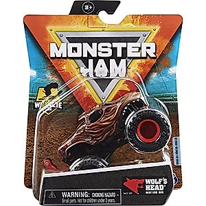 Monster Jam 2021 Spin Master 1:64 Diecast Monster Truck with Wheelie Bar: Arena Favorites Wolf's Head