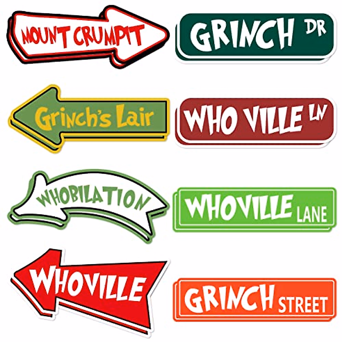 Grinch Christmas Decorations, 16PCS Welcome to Whoville Christmas Stickers Waterproof for Christmas Furry Grinch's Lair Themed Party Wall,Door,Windows, Floor