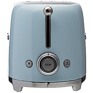 Smeg TSF01PBUS 50's Retro Style Aesthetic 2 Slice Toaster, Pastel Blue
