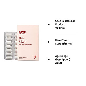 Love Wellness The Killer, 14 Boric Acid Suppositories - Maintains and Balances Healthy Vaginal pH & Manages Odor - Discomfort & Loss of Intimacy - Feminine Health Developed by Doctors for Women